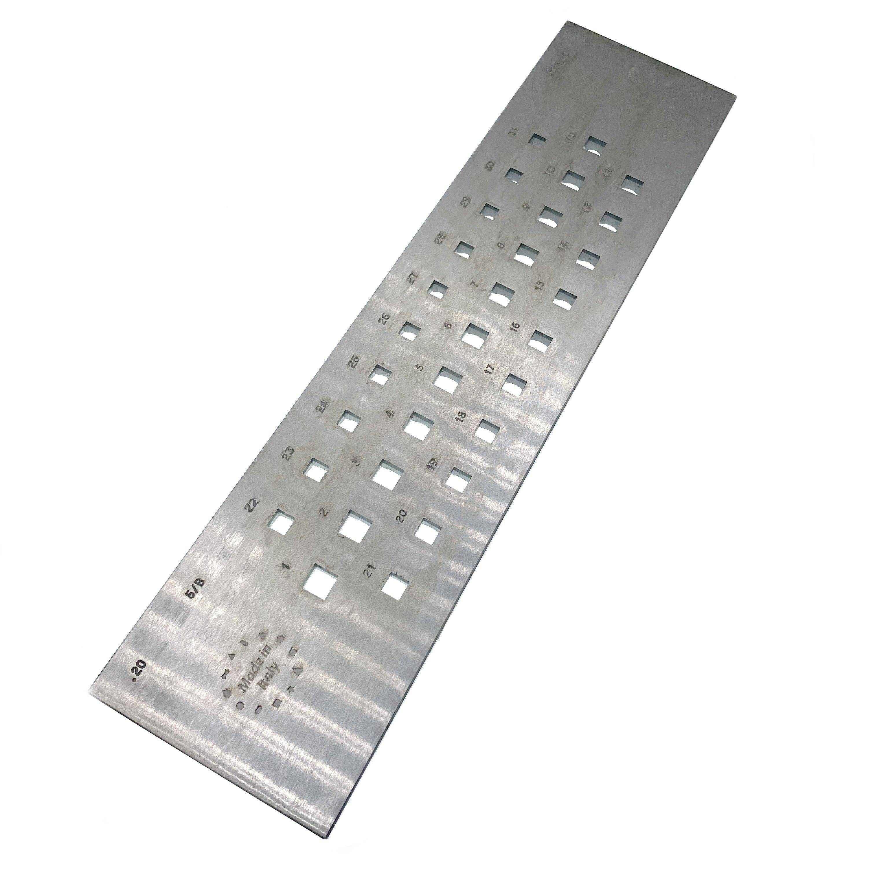 Italy Steel Square Drawplate, 6-9 MM, 31 Holes - 5/B